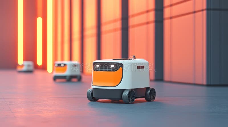 Autonomous Robots Navigating Modern Environments Stock Illustration ...