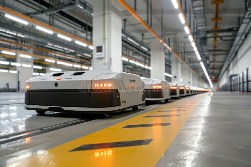Autonomous Robots Streamline Logistics in a Large Warehouse Stock Photo ...