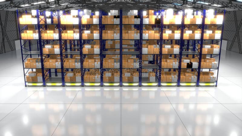 Autonomous Robots Moving Shelves with Cardboard Boxes in Automated ...