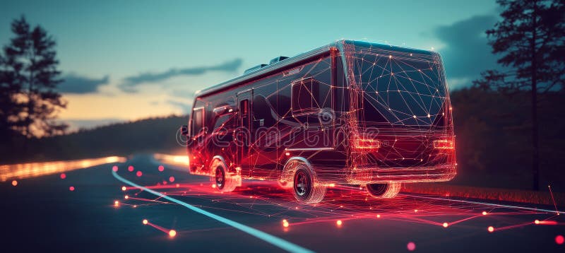 Autonomous RV Driving on a Scenic Road, Technology Visualization with ...