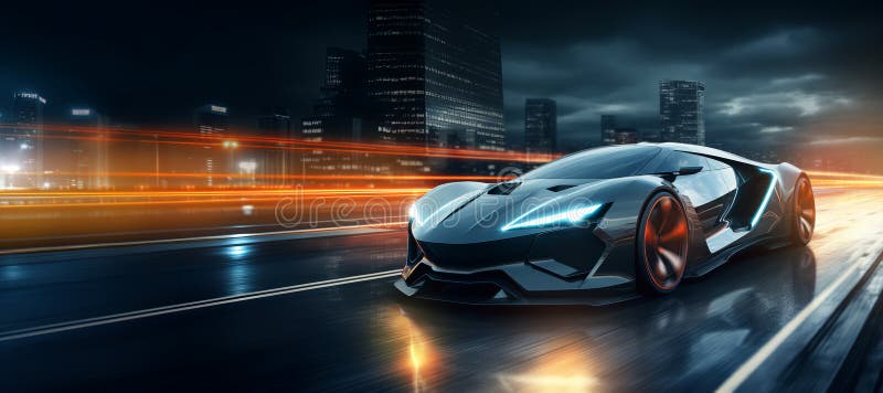 Autonomous Self-Driving Car Moving through City Highway with Light ...