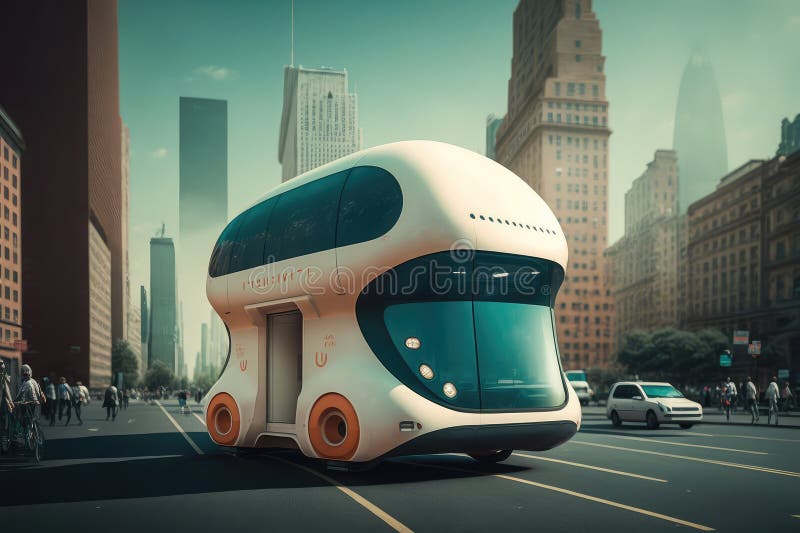 Autonomous Shuttle Carrying People from One Part of the City To Another ...