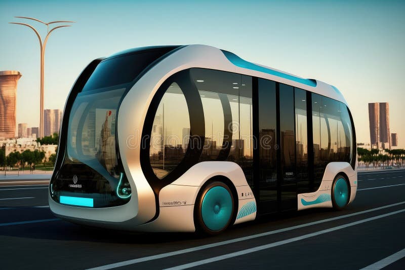 Autonomous Shuttle Ferrying Passengers Across Busy Metropolis Stock ...