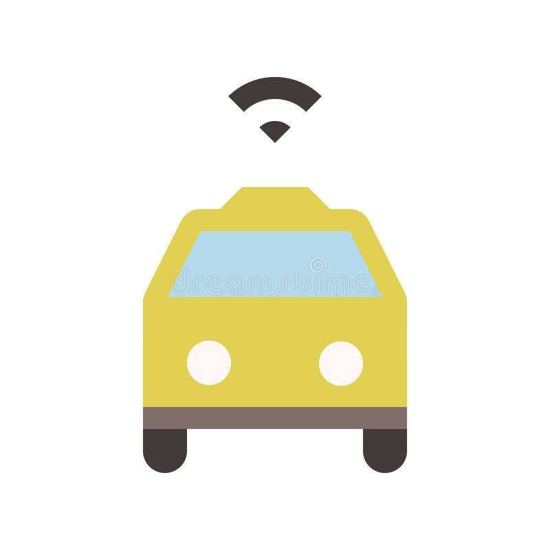 Autonomous Taxi - Cab - Flat Colored Icon - Yellow Stock Vector ...