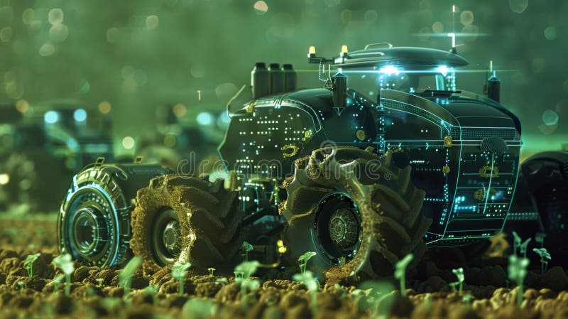 Autonomous Tractor Cultivating Field in Futuristic Farming Stock Image ... Autonomous Tractor Cultivating Field in Futuristic Farming Stock Image ...