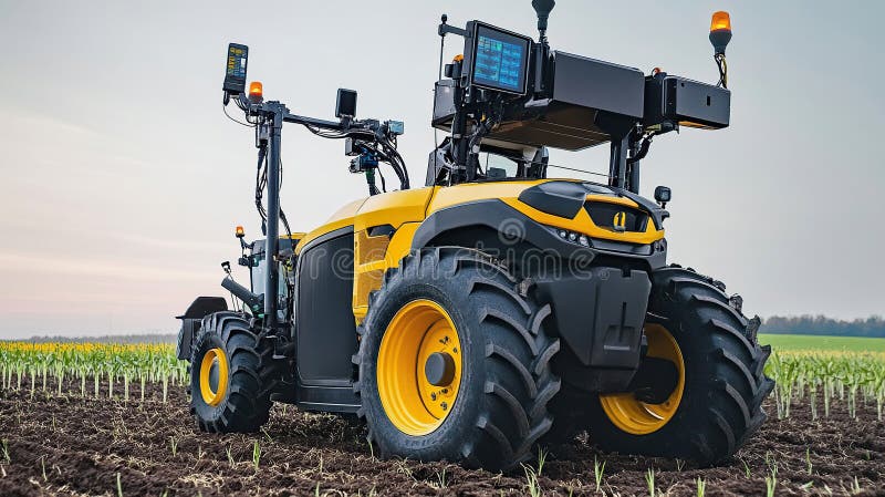 Autonomous Tractor Planting Field Sunrise Stock Image - Image of smart, progress: 366420061