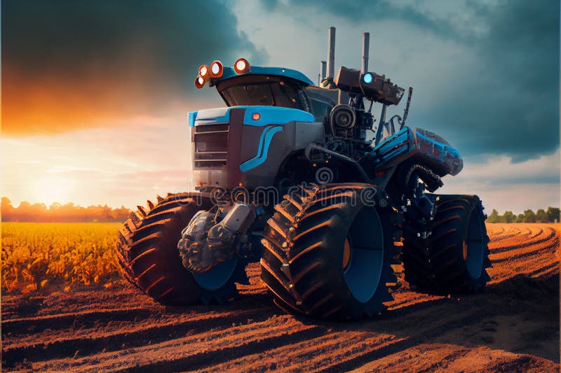 Autonomous Tractor Working in Field Created with Generative Ai Stock Illustration - Illustration ...