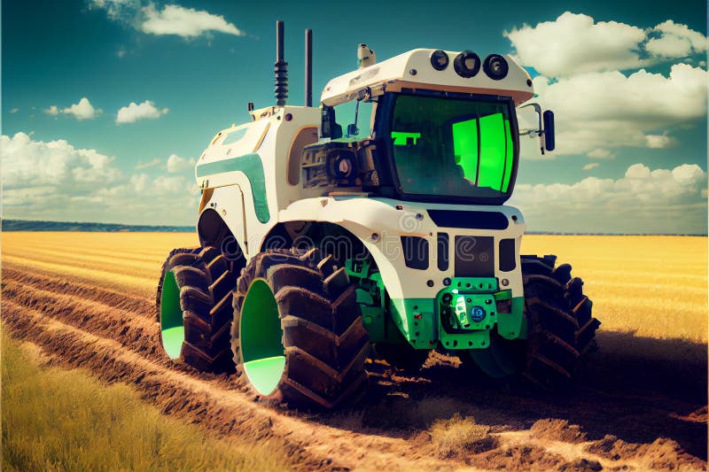 Autonomous Tractor Working in Field Created with Generative Ai Stock Illustration - Illustration ...