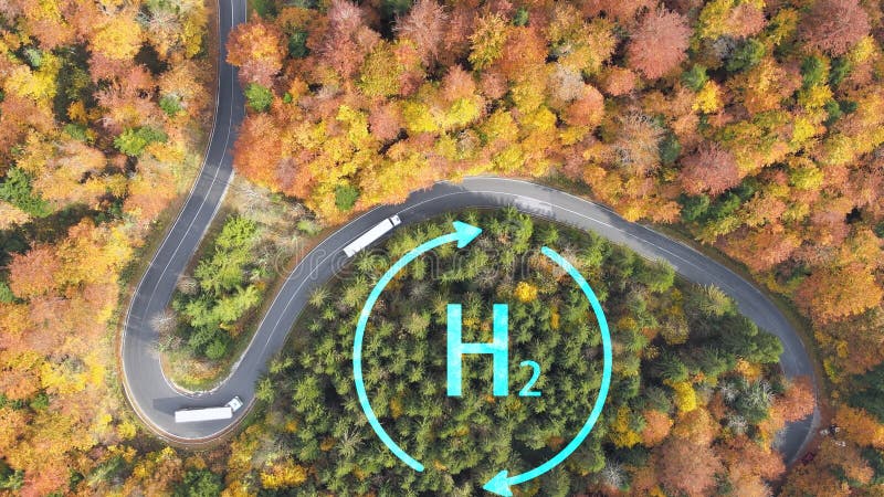 Autonomous Transportation Trucks Driving H2 Hydrogen Fuel in Tanks. 3D ...