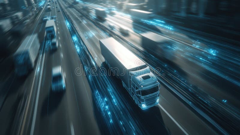 Autonomous Trucks Driving on Highway Using Ai Technology, Platooning ...