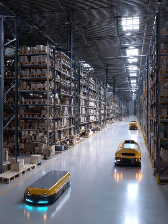 Autonomous Trucks Operate in an Industrial Logistics Center during the ...