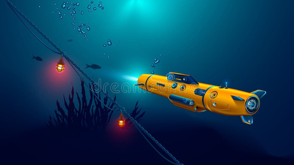 Autonomous Underwater Drone or Robot with Camera Exploration Seabed ...