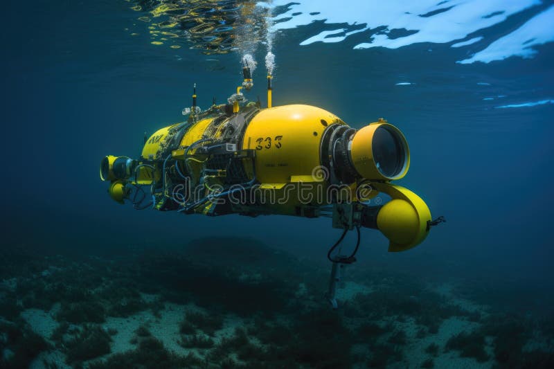 Autonomous Underwater Vehicle Exploring Ocean Depths Stock Photo ...