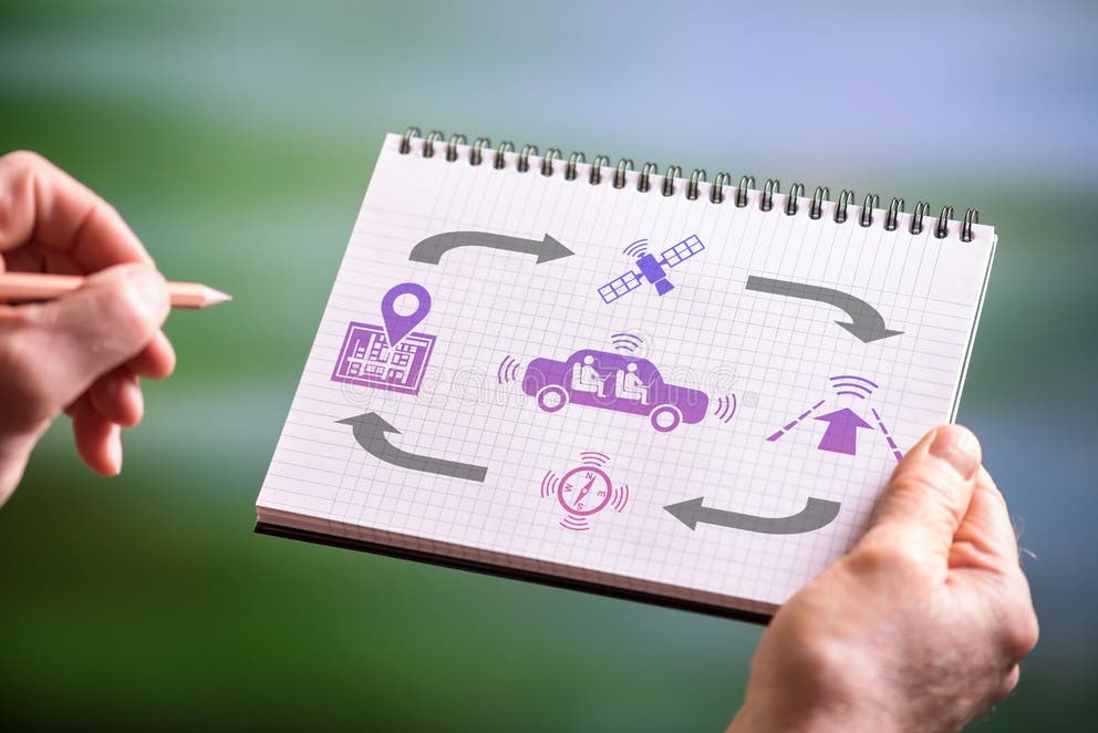 Autonomous Vehicle Concept on a Notepad Stock Photo - Image of ...