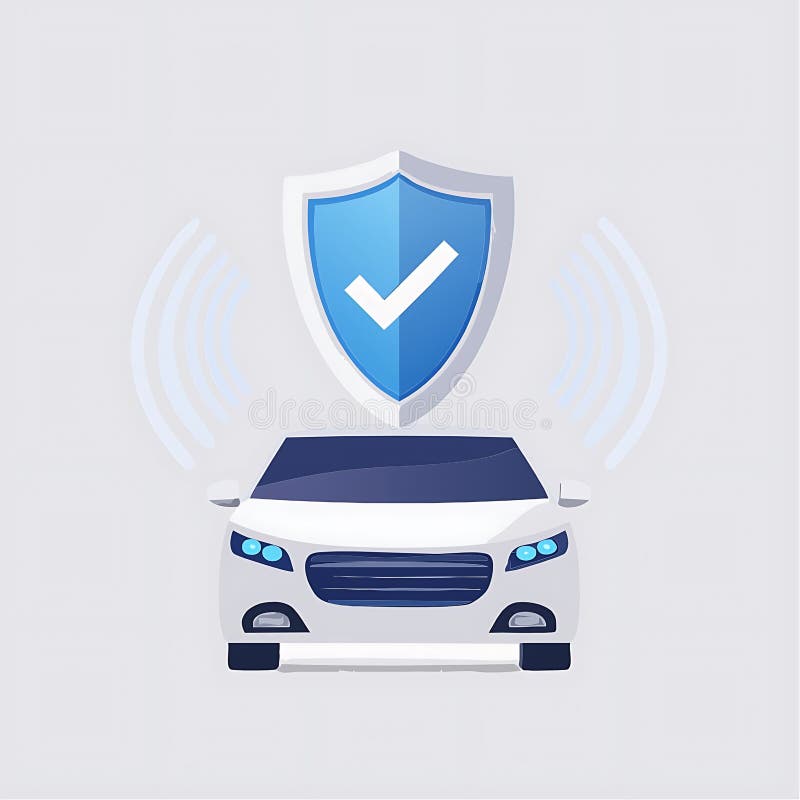 Autonomous Vehicle Displaying Safety Shield Icon for Protection Stock ...