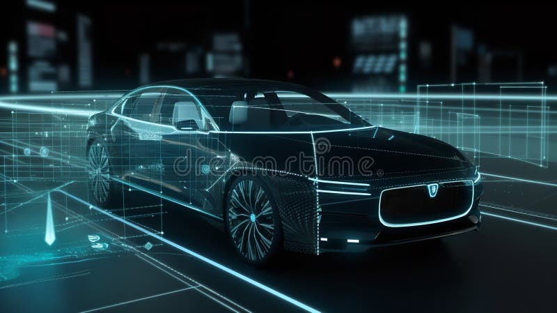 Autonomous Vehicle Guided by AI Technology Stock Illustration ...