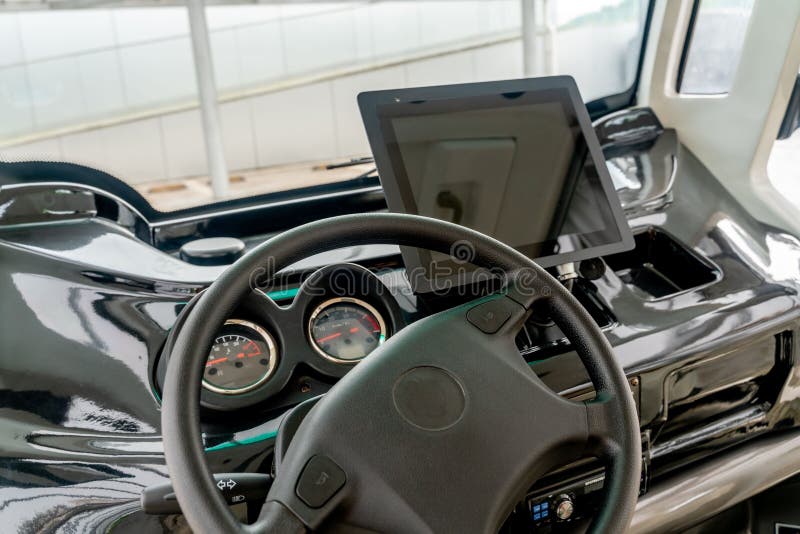 Autonomous Vehicle Interior with Touch Screen and Auto Navigation ...
