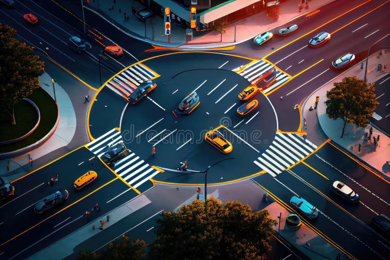 Autonomous Vehicle, Navigating Busy Intersection, with Traffic Lights ...