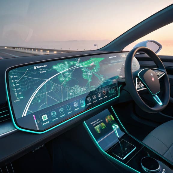 Autonomous Vehicle UX Interface with Transparent Route Map, Radar and ...