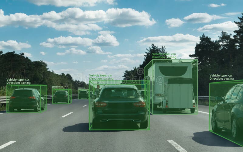 Autonomous vehicle vision stock image. Image of highway - 259904995