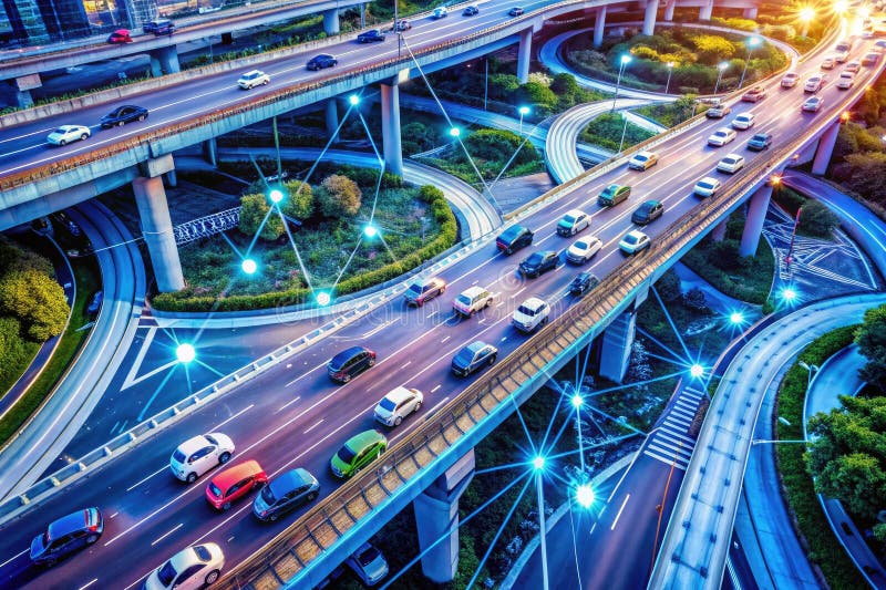 Autonomous Vehicles Navigate a Smart Highway Aerial View of IoT ...