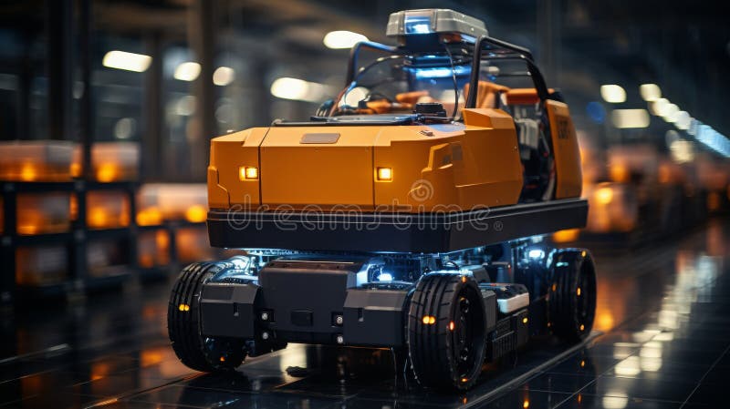 Autonomous Vehicles Transporting Materials in a Modern Warehouse ...