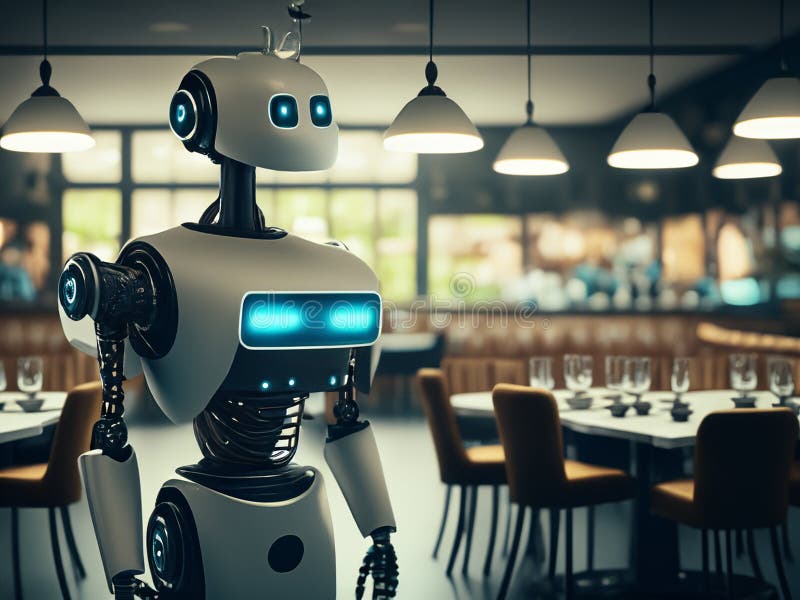 Autonomous Waiter Robot Working in Restaurant, Concept Stock ...