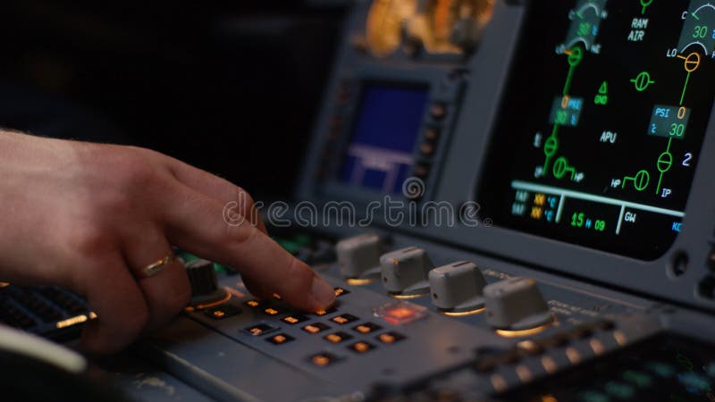 Autopilot Control Element of an Airliner. Panel of Switches on an ...
