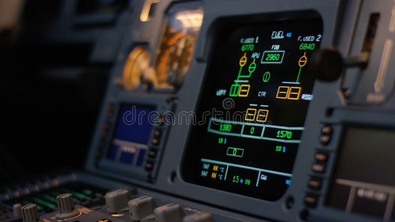 Autopilot Control Element of an Airliner. Panel of Switches on an ...