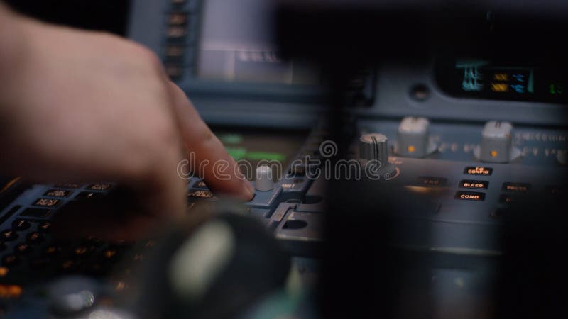 Autopilot Control Element of an Airliner. Panel of Switches on an ...