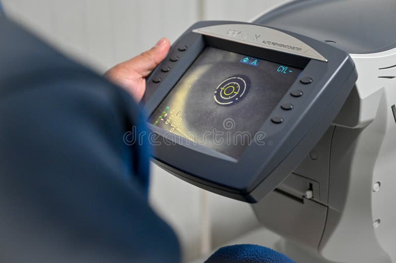 Autorefractometer and Keratometer Screen during Eye Exam. Stock Photo ...