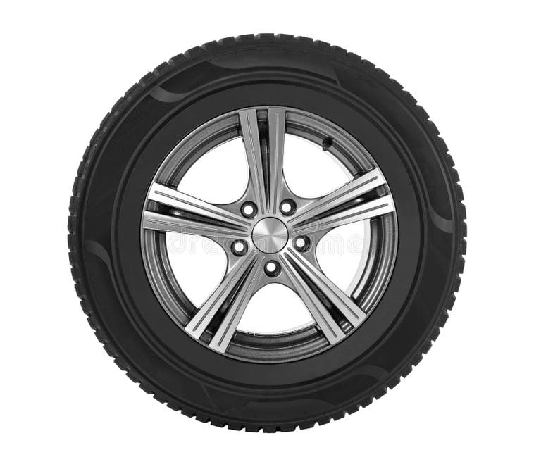 Autowiel op wit stock afbeelding. Image of zilver, rubber - 101160521