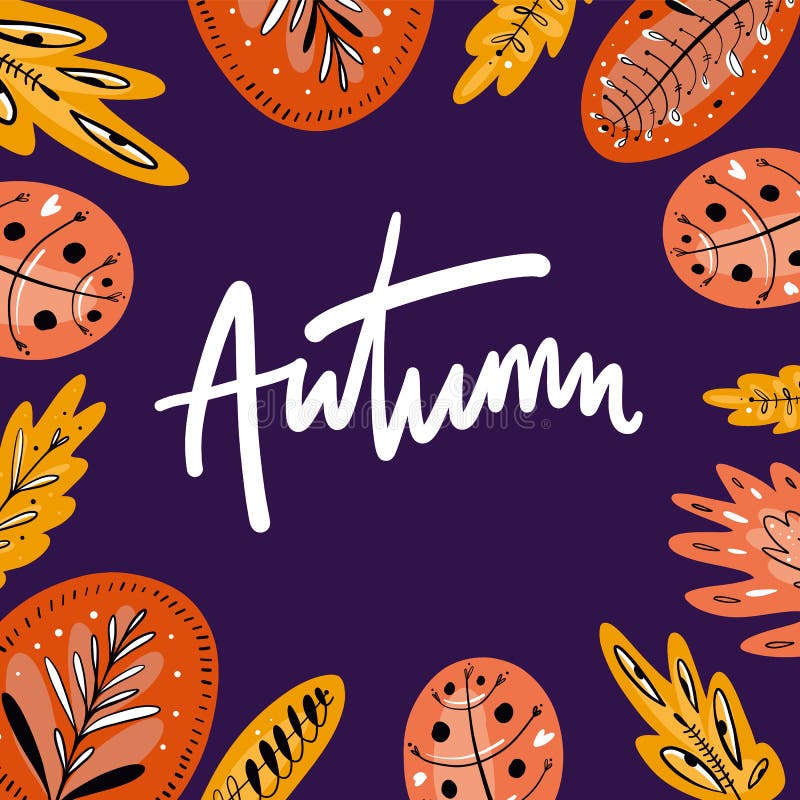 Autum. Season Design. Leaves Hand Drawn Vector Illustration Stock ...