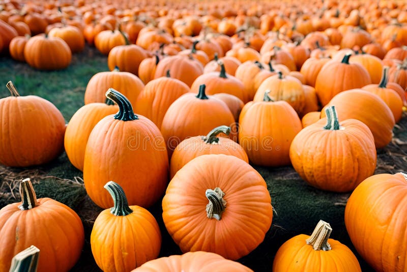 Autumm Pumpkin Harvest and Leaves on the Ground. Stock Illustration ...