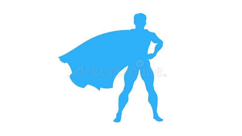 A Comic Book Superhero Silhouette with Cape Flying in the Wind. Stock ...