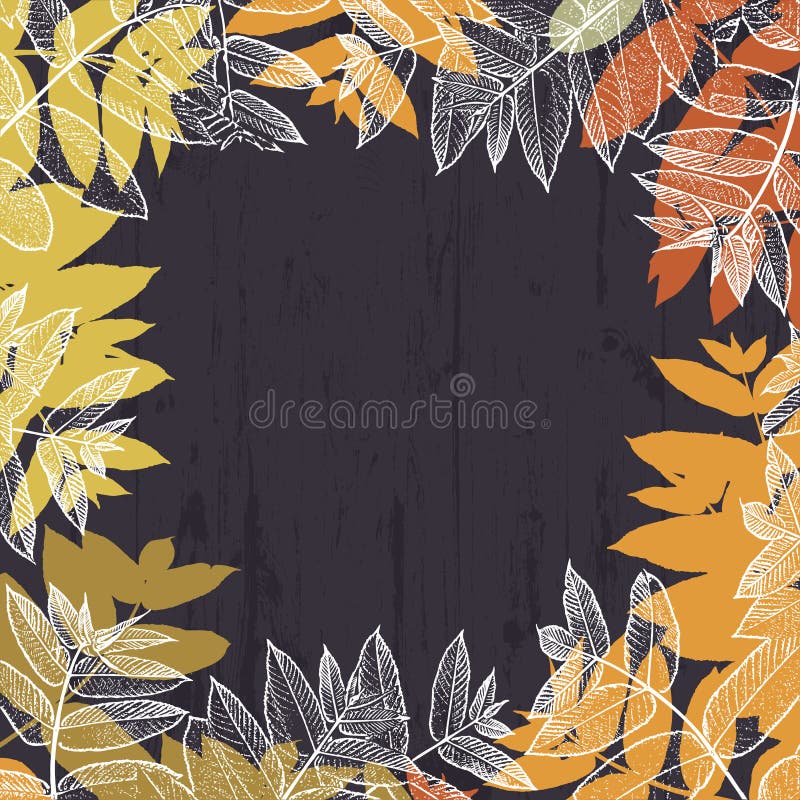 Autumn Abstract Frame Design. with Empty Space for Text. Fallen ...