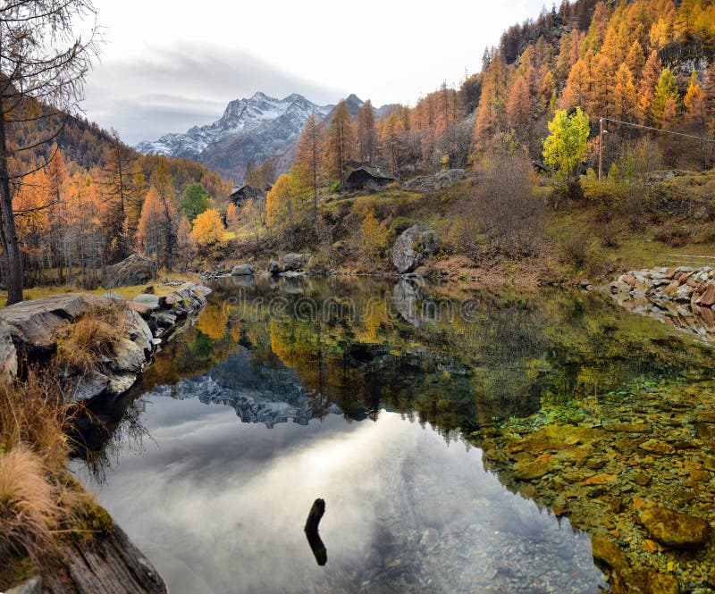 Autumn Alpine landscape stock image. Image of peaceful - 81785371