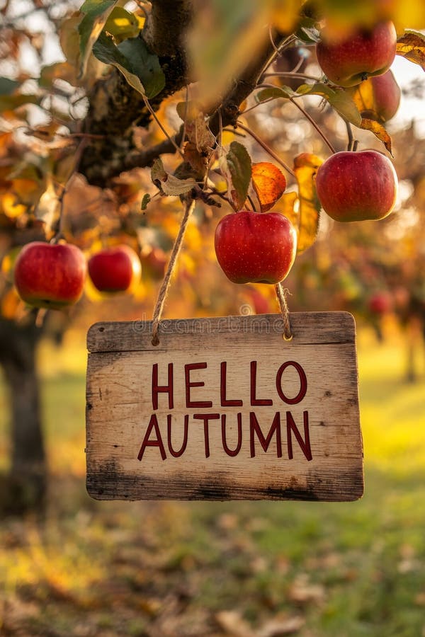 Autumn Apple Orchard Beauty Stock Illustration - Illustration of ...