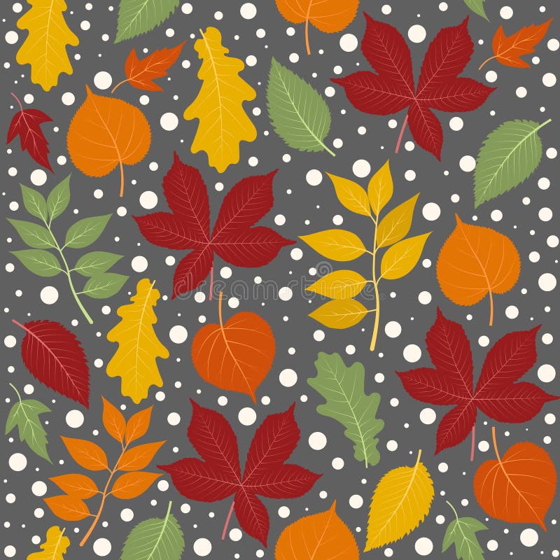 Autumn Bacground with Leaves on Gray Background Stock Illustration ...