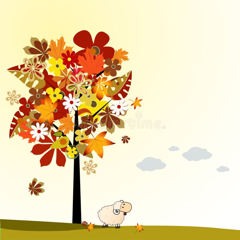 Autumn tree cartoon stock illustration. Illustration of background ...
