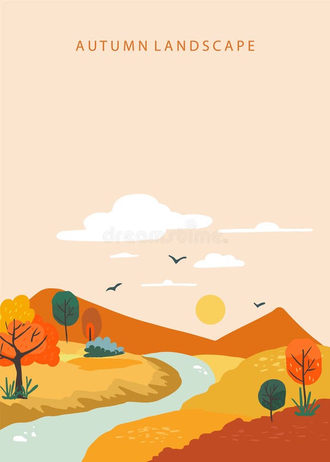 Autumn Background with Beautiful Natural Scene for A4 Vertical Design ...