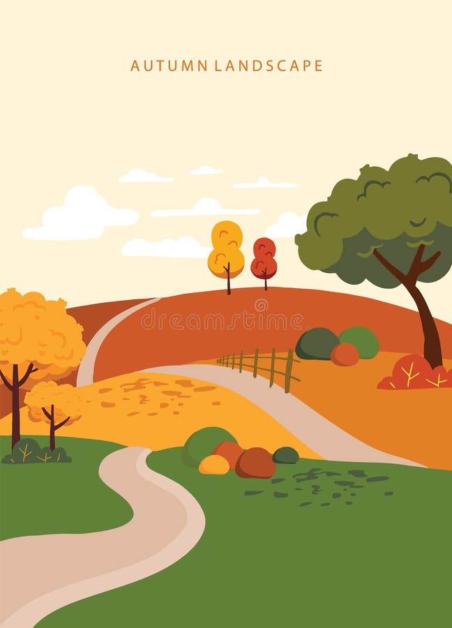 Autumn Background with Beautiful Natural Scene for A4 Vertical Design ...
