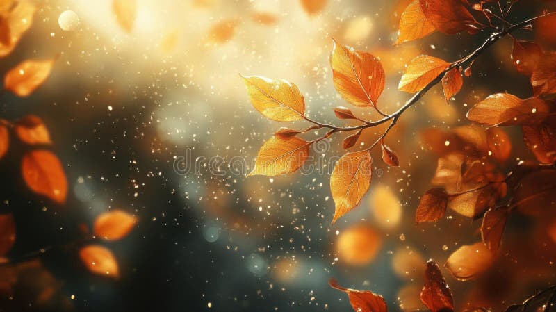 Autumn Background with Bokeh Lights and Falling Leaves. Cool Wallpaper ...
