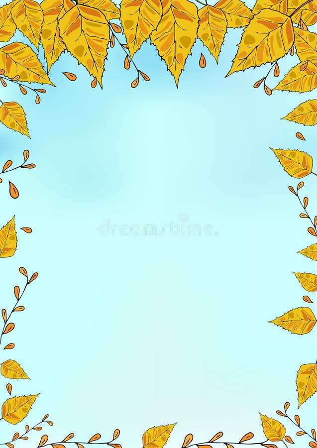 Autumn Background. Bright Fall Yellow Orange Leaves and Floral Elements ...