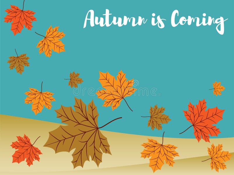Autumn Background with Autumn is Coming Text with Autumn Leaves Fall on ...