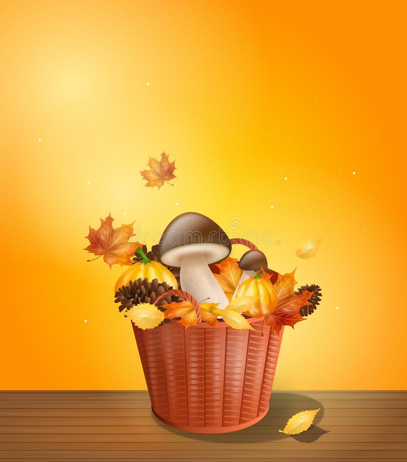Autumn Background with Decoration Stock Illustration - Illustration of ...
