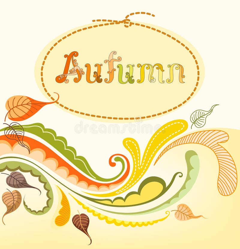 Hand Drawn Word Autumn in Watercolor Leaves Frame Stock Vector ...
