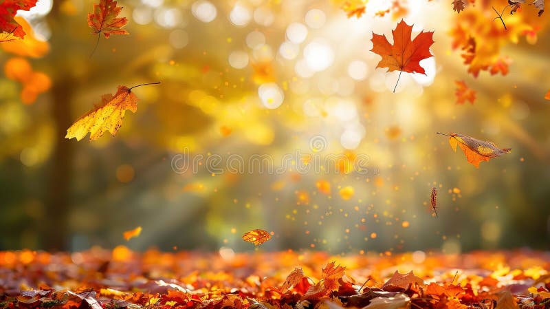 Autumn Background with Golden Autumn Leaves Falling on the Ground in a ...