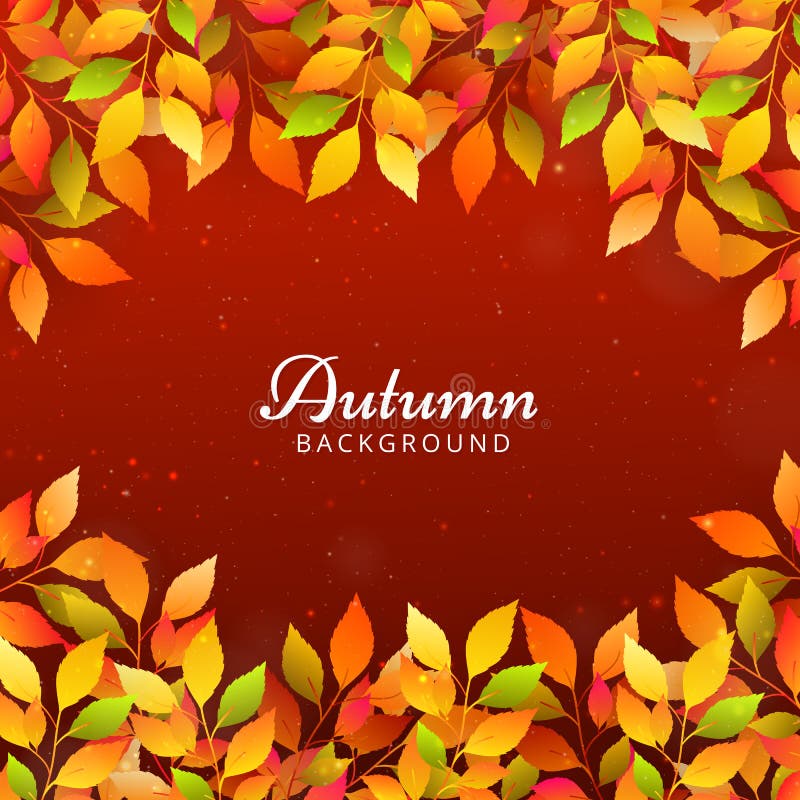 Autumn Falling Leaves Background Vector Template. Leaf Vector Stock ...