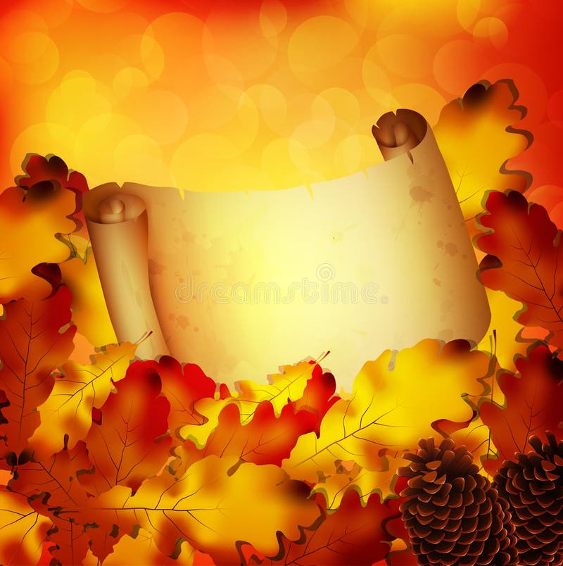 Autumn Background with Leaves and a Paper Stock Vector - Illustration ...
